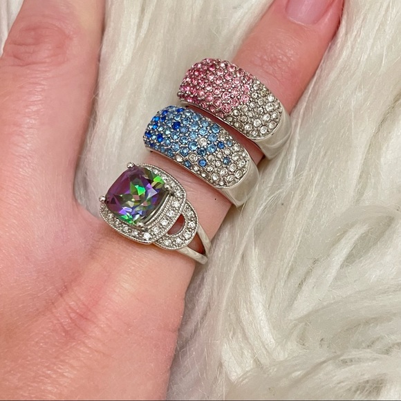 nvc | Jewelry | Lot Of 3 Nvc Rings Rhinestone Mystic Sterling Silver ...